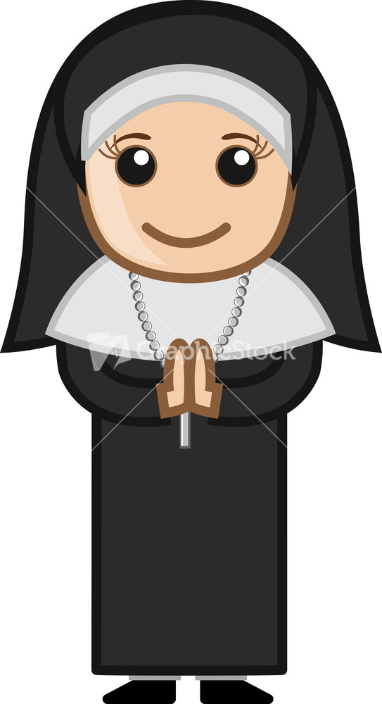 Cartoon Vector Character - Nun Praying Stock Image