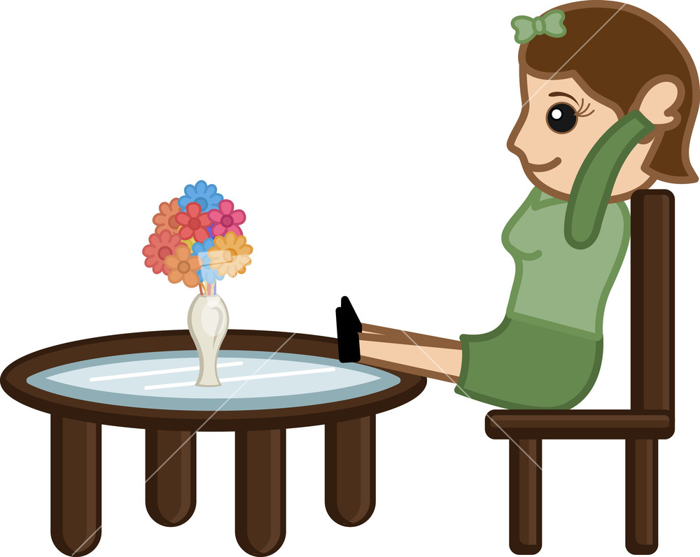 Cartoon Woman Taking Rest On Chair Stock Image