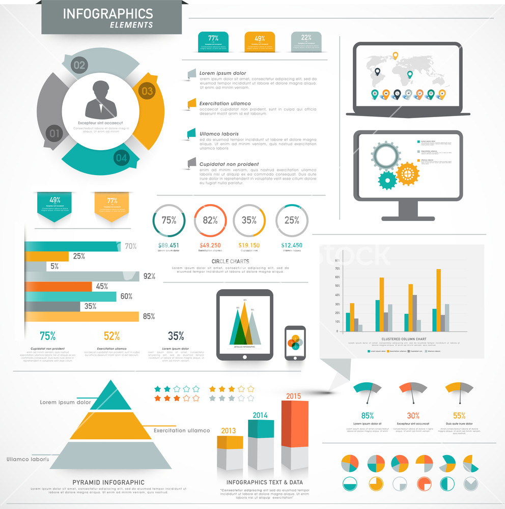 Creative collection of different business infographics for presenting ...