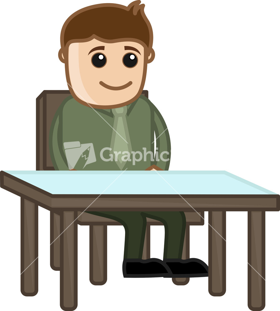 Man Waiting On Reception - Business Cartoon Character Vector
