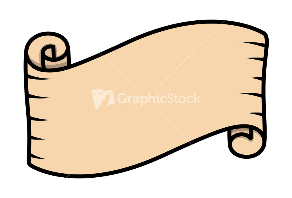 Old Blank Parchment Scroll Banner - Cartoon Vector Illustration Stock Image