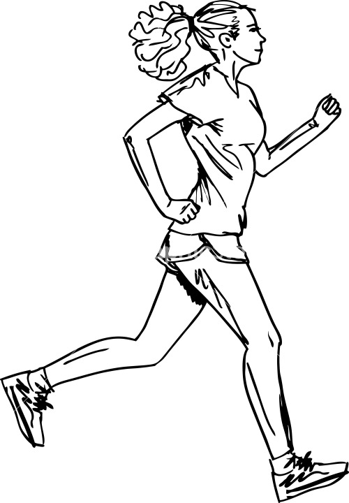 Sketch Of Female Marathon Runner. Vector Illustration Stock Image